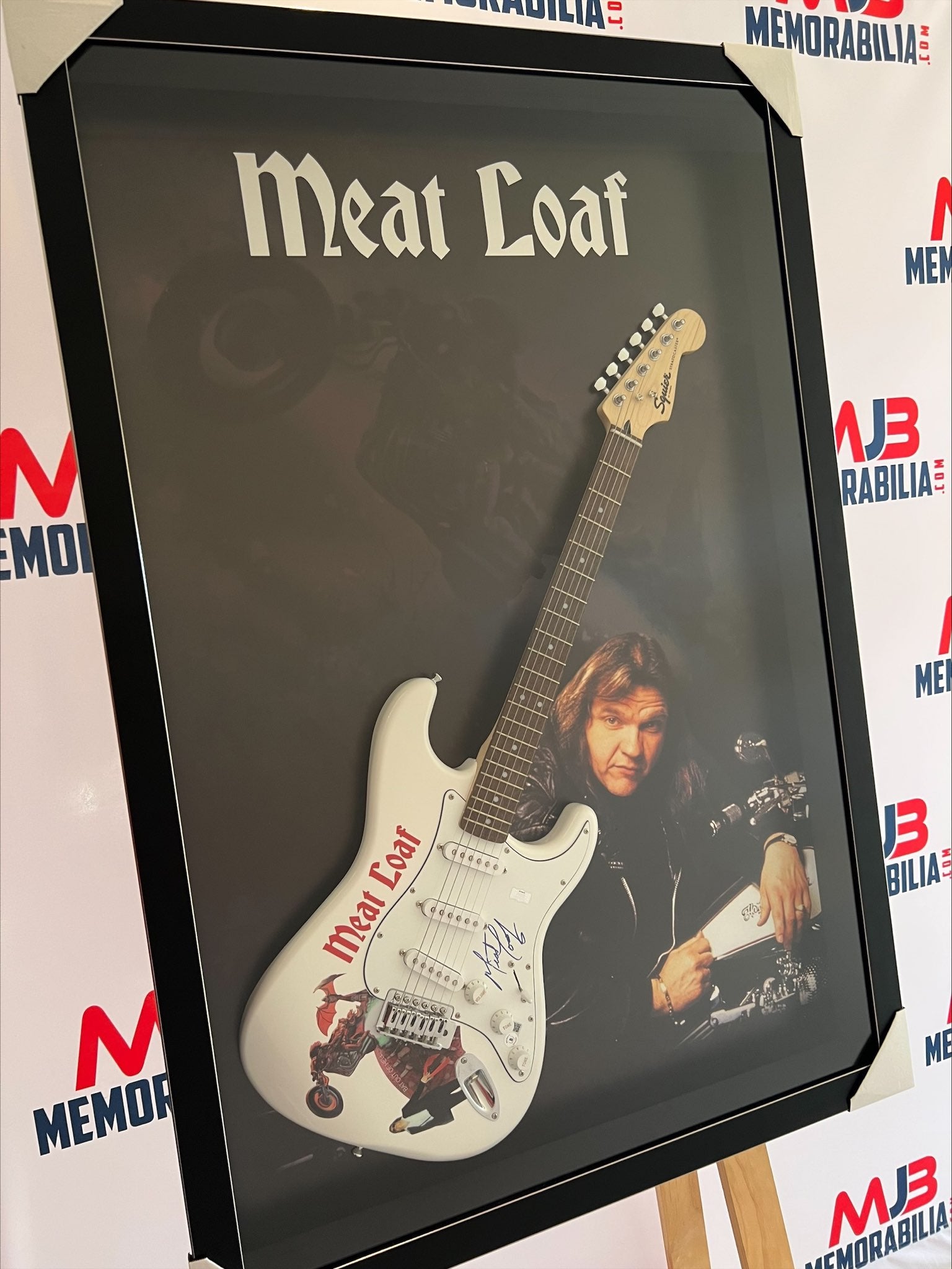 Meatloaf Signed Guitar Bat out of Hell Rare Framed with Beckett Authen ...